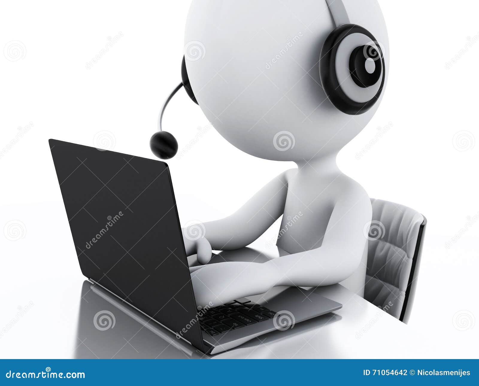 3d White People Working at Customer Service. Stock Illustration ...