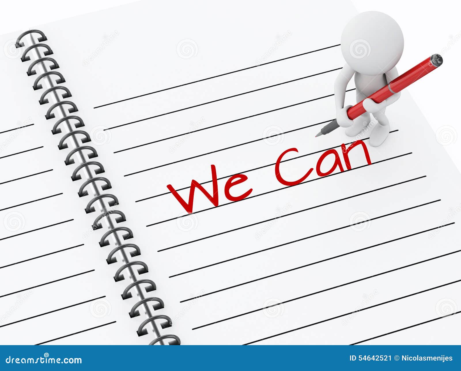 3d White People Writing we Can on Notebook Page. Stock Illustration ...