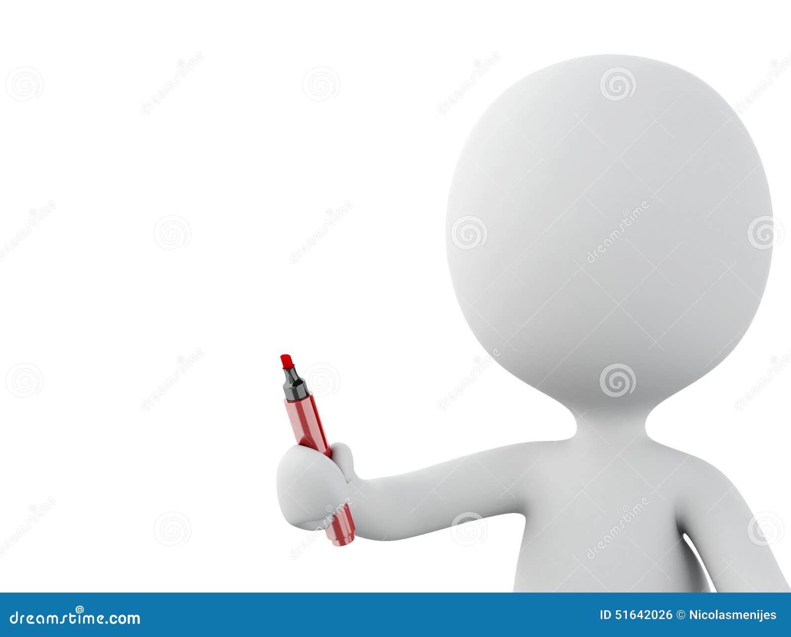 3d White Person with Marker. Stock Illustration - Illustration of ...