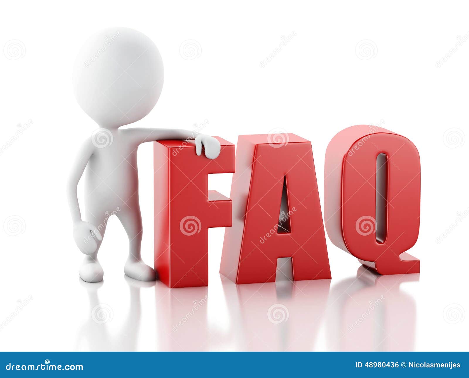 3d White Person Standing Next To FAQ on White Background Stock ...