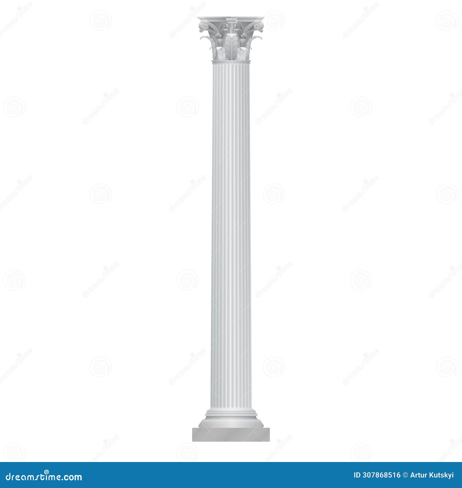 3D White Pillar, Classic Marble Column with Decorative Texture Stock ...