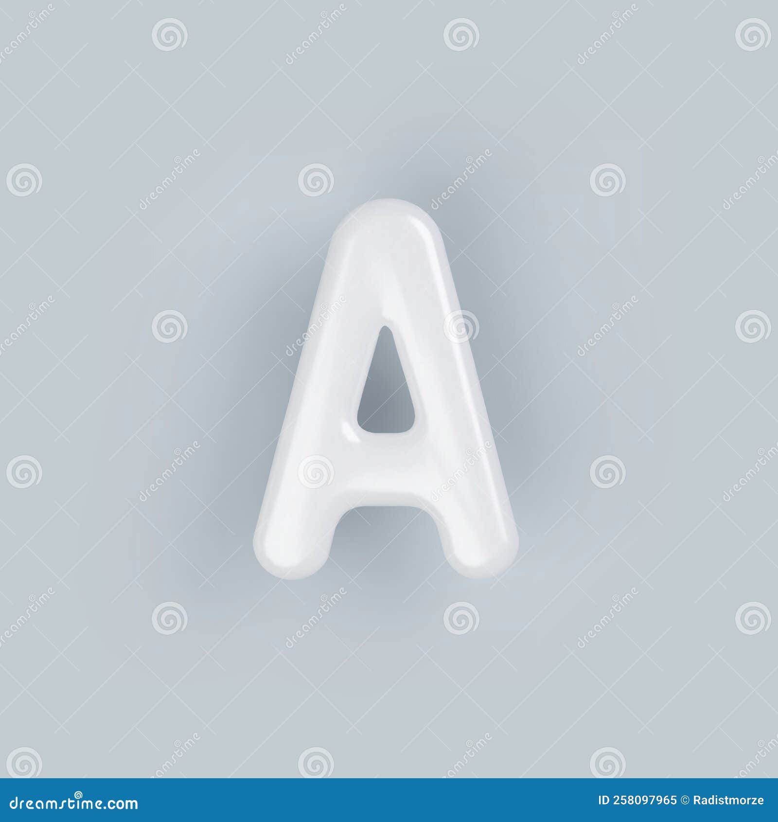 3D White Plastic Uppercase Letter a with a Glossy Surface on a Gray ...