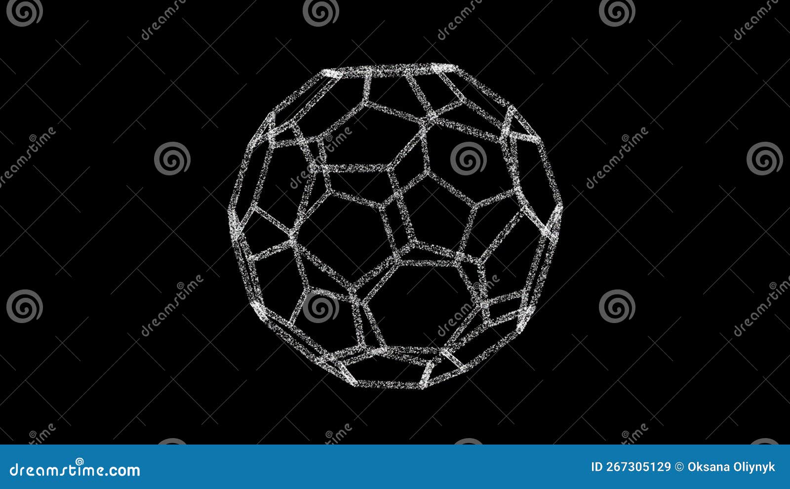 3D White Polyhedral Ball on Black Backdrop. Object Consisting of ...