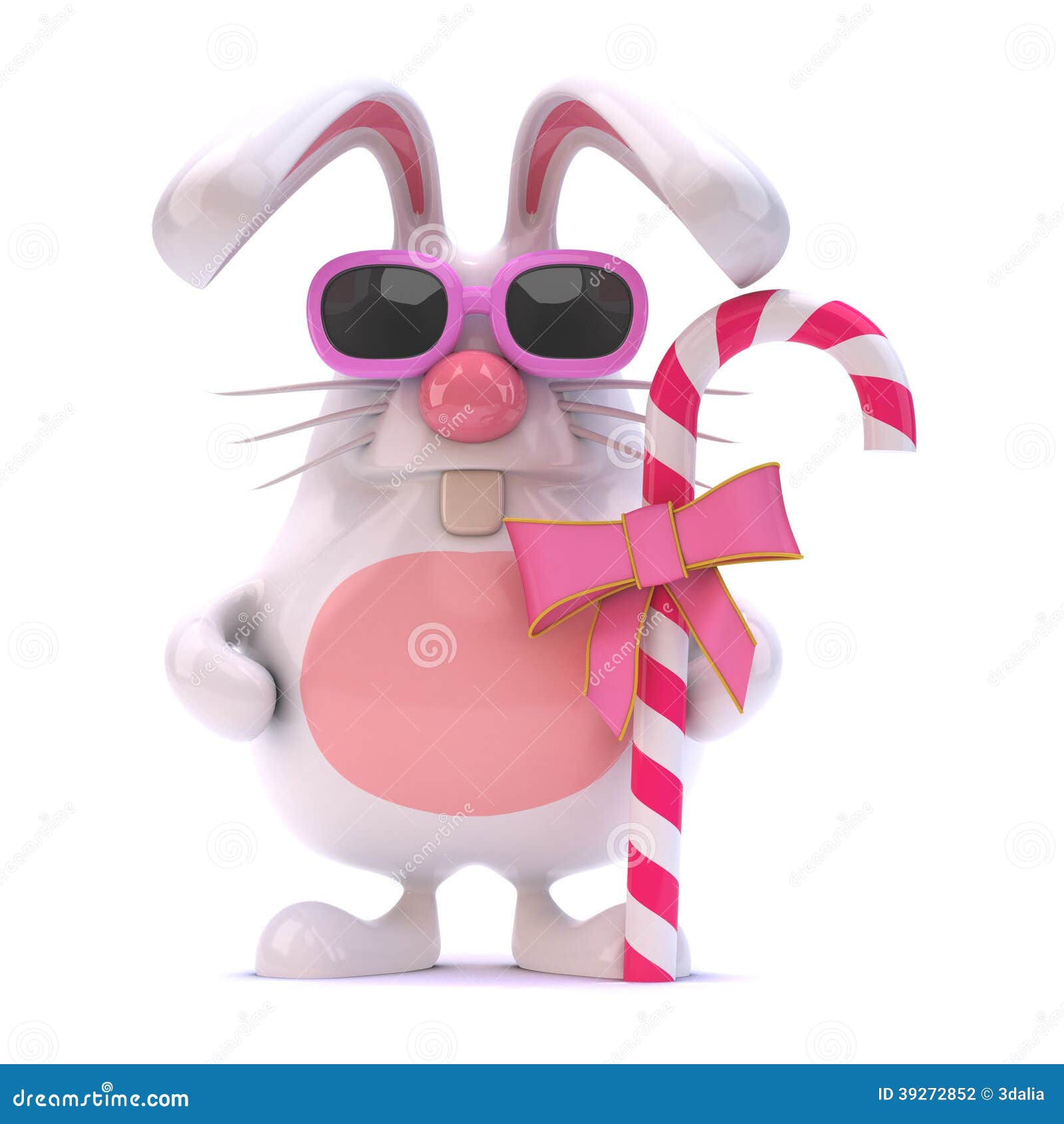 3d White rabbit has candy stock illustration. Illustration of lucky ...