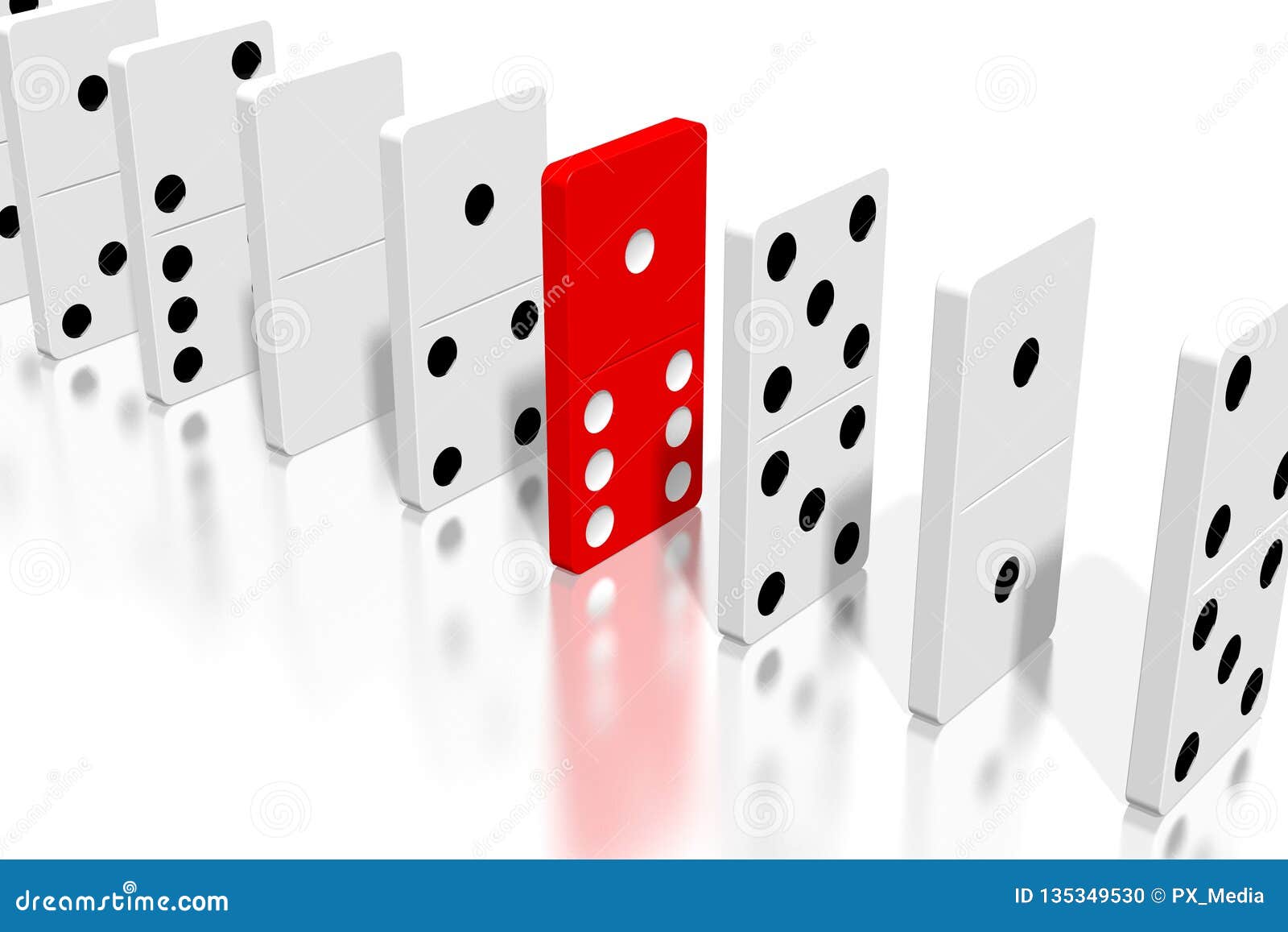 3D White and Red Dominoes - Extraordinary Concept Stock Illustration ...