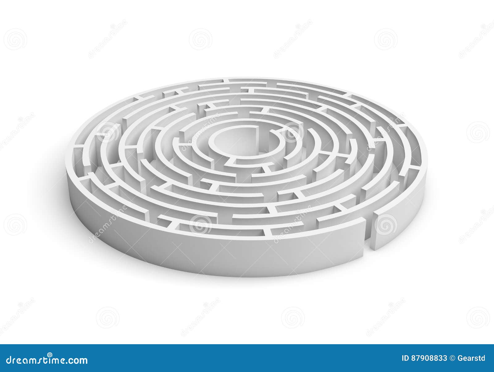 3D White Round Maze Consruction Isolated on White Background Stock ...