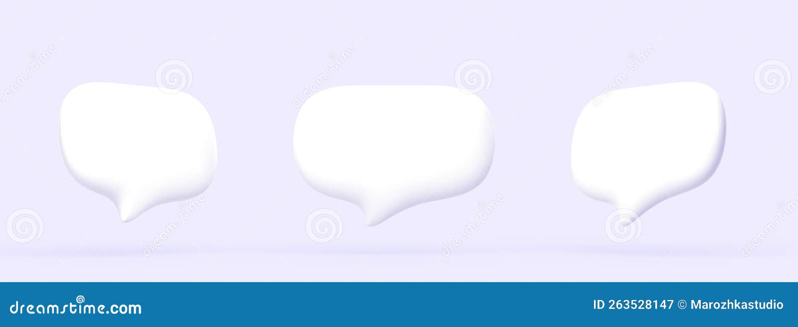 3D White Speech Bubbles, Chat Icons for Text, Message, Dialog 3d Render ...
