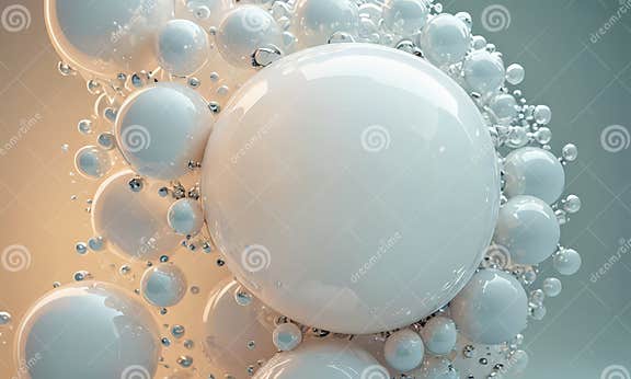 3D White Spheres and Bubbles, Varying in Size and Shape, Creates ...