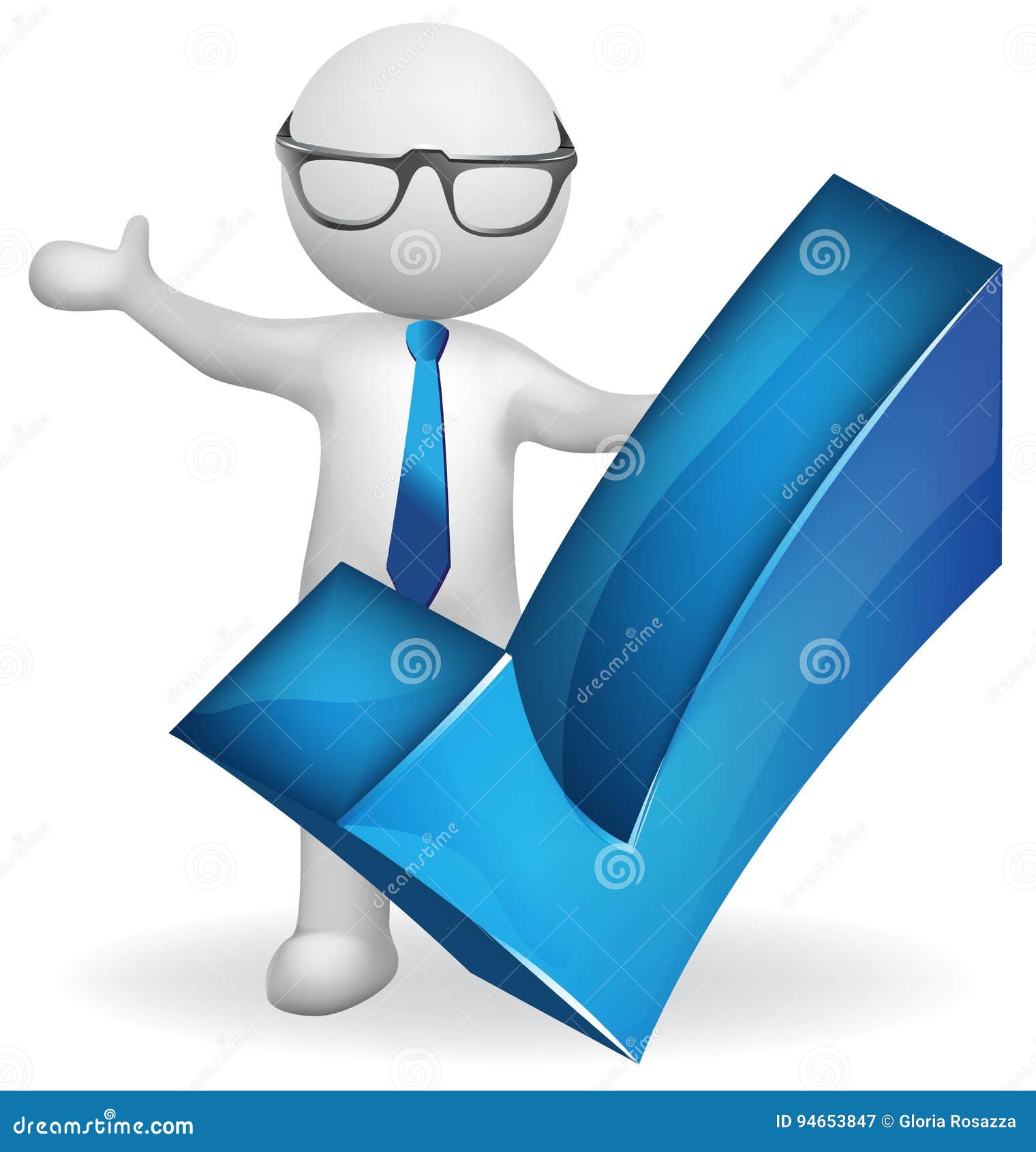 3d White Student Man with Check Right Symbol Stock Vector ...