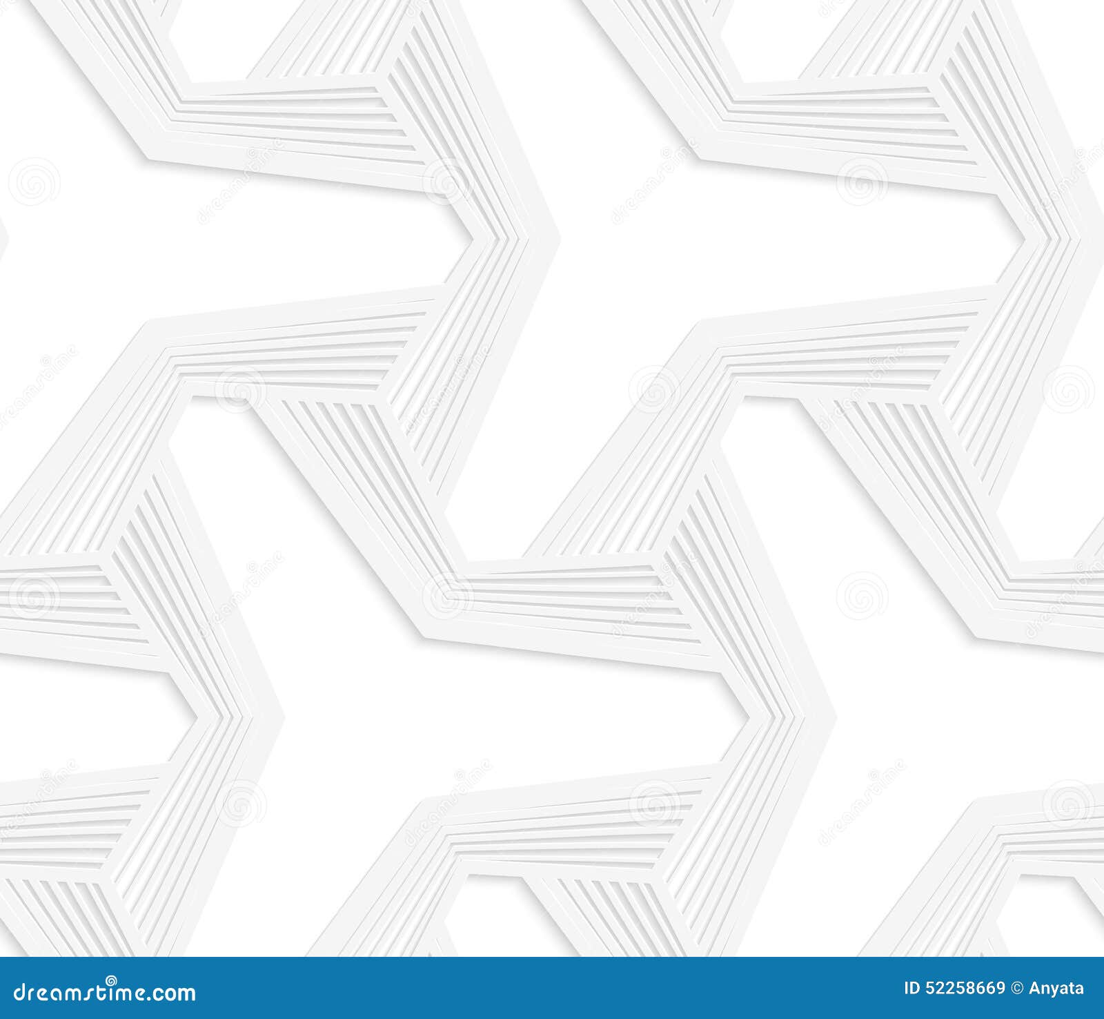 3D White Three Ray Hexagonal Stars with Striped Offset Stock Vector ...