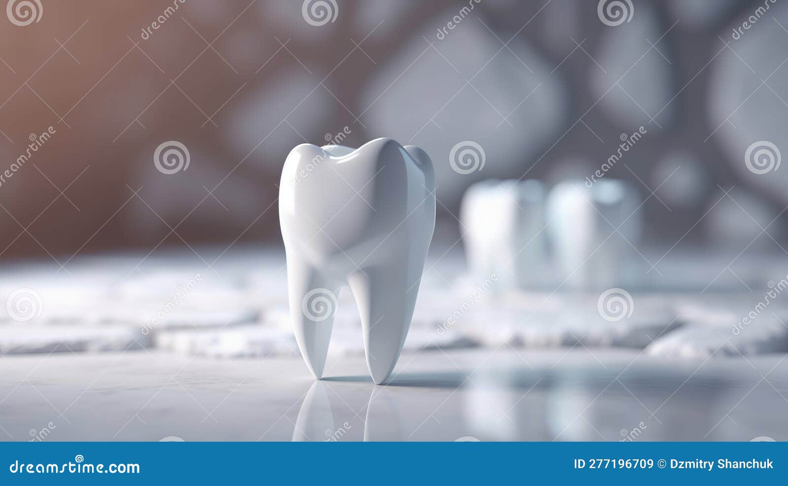 3D White Tooth Blurred Background Generative AI Stock Image - Image of ...
