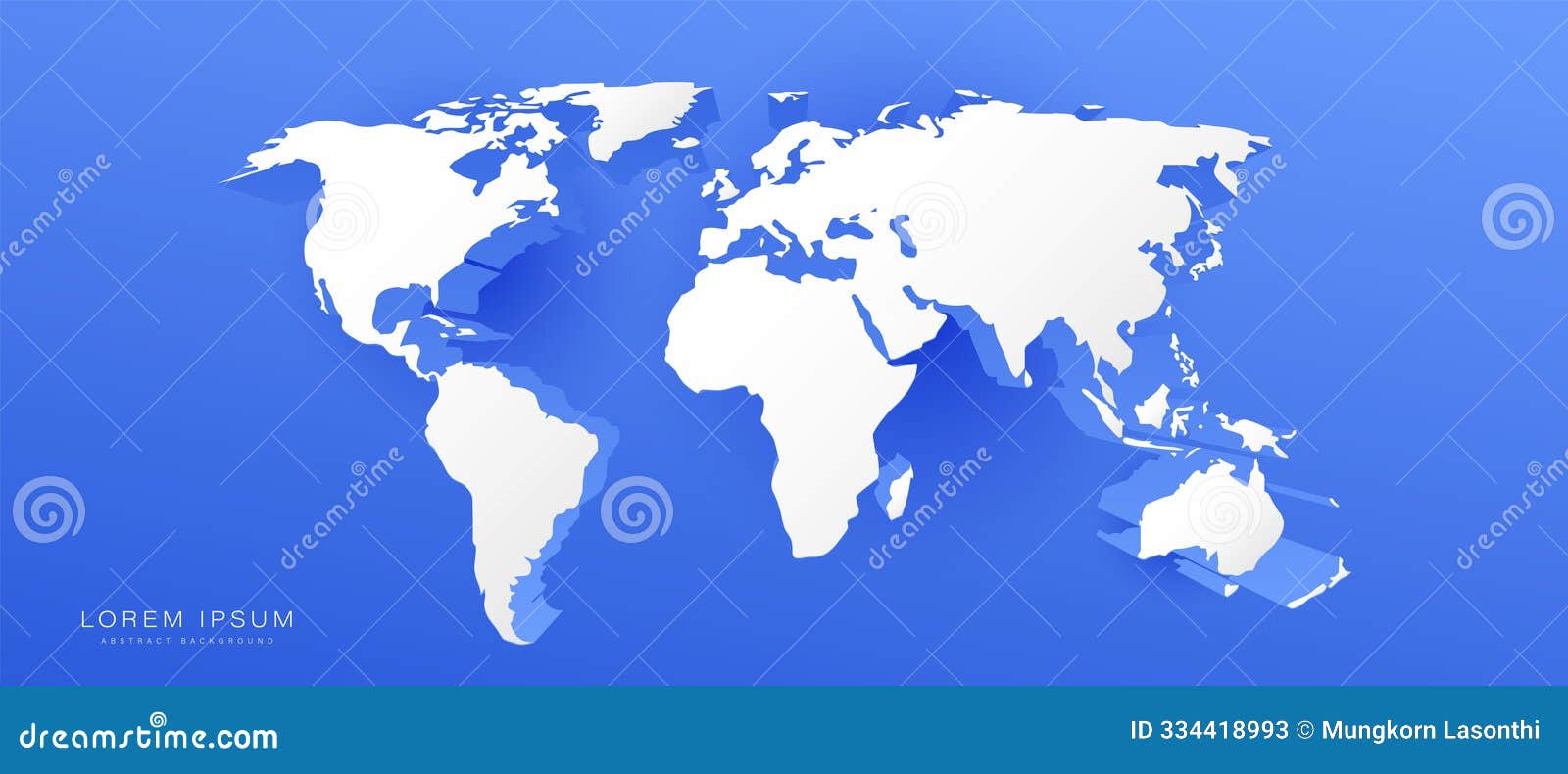 3d White World Map on Blue Background. Illustration Vector Stock ...