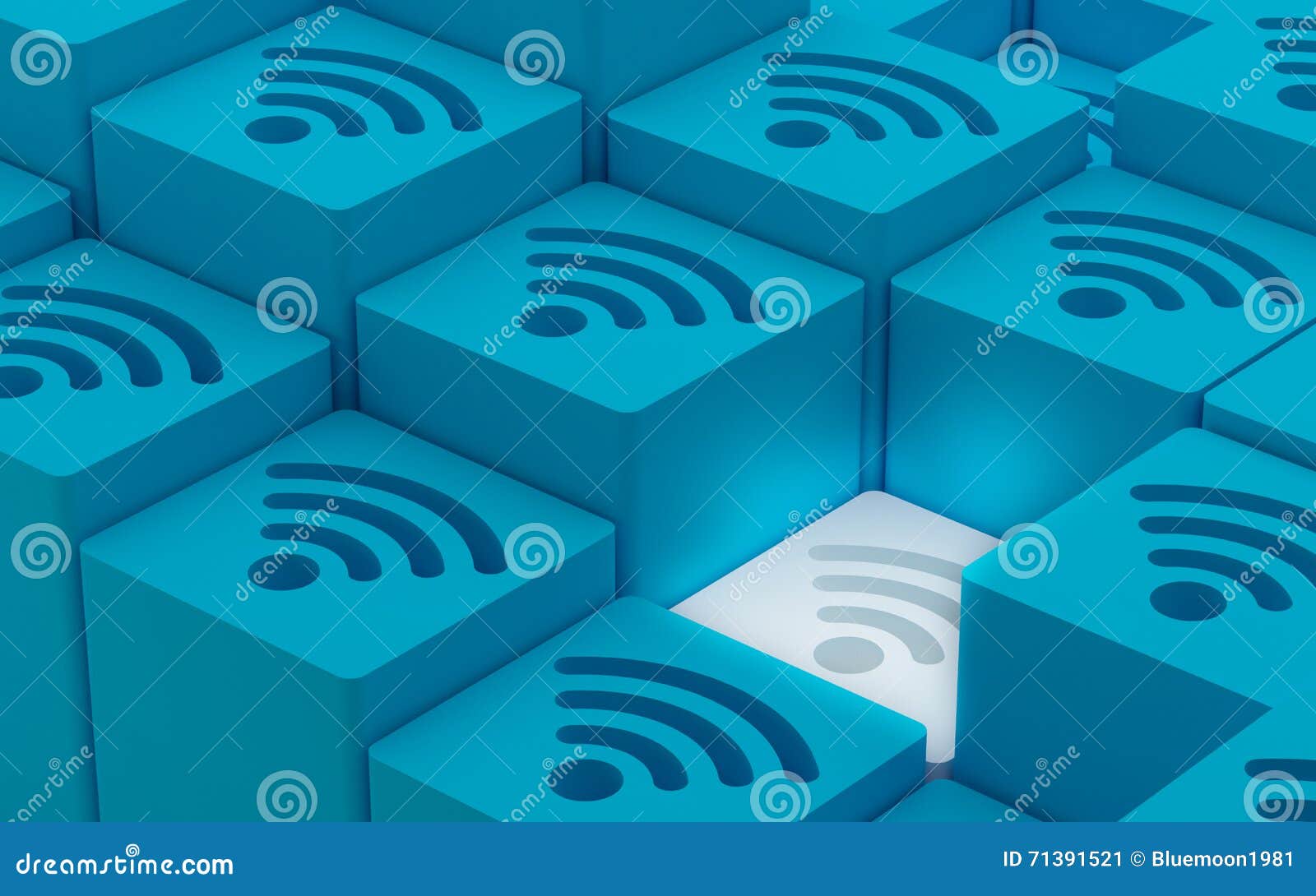 3D Wi Fi Wireless Network Symbols Stock Illustration - Illustration of ...