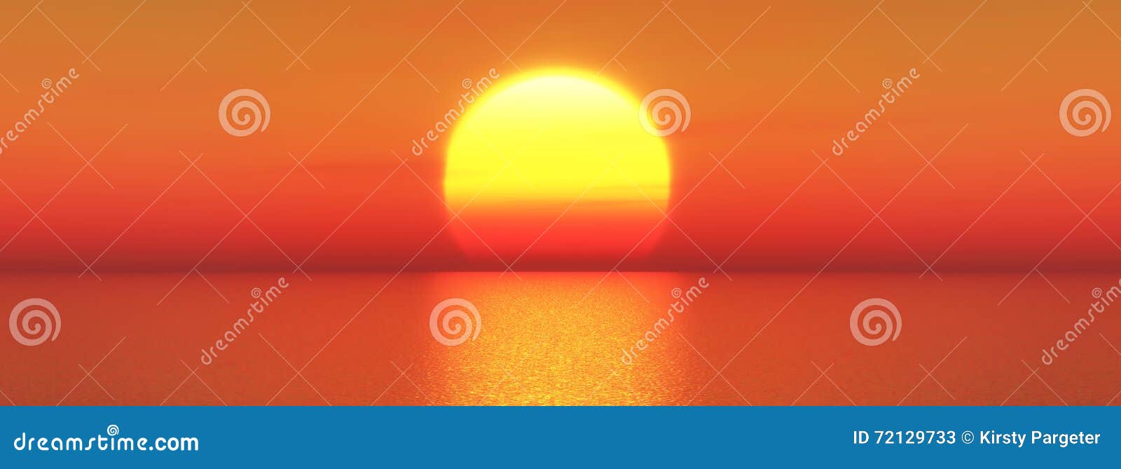 3D widescreen sunset sea stock illustration. Illustration of sunset ...