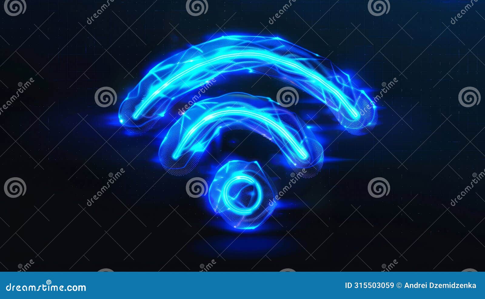 3d Wifi Signal Symbol, Neon Light Effect. Wireless Technology Wave Sign ...
