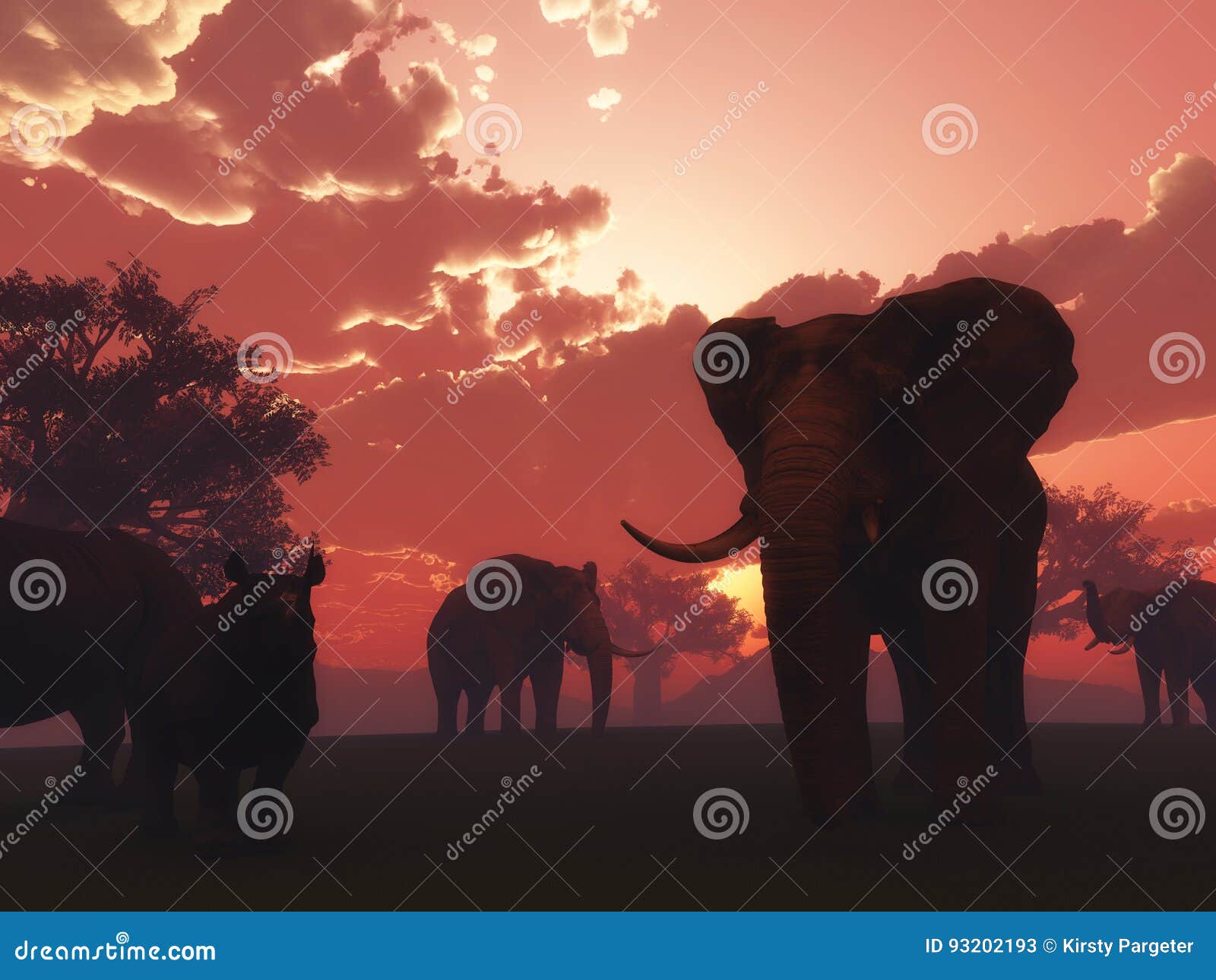 3D wild animal landscape stock illustration. Illustration of endangered ...