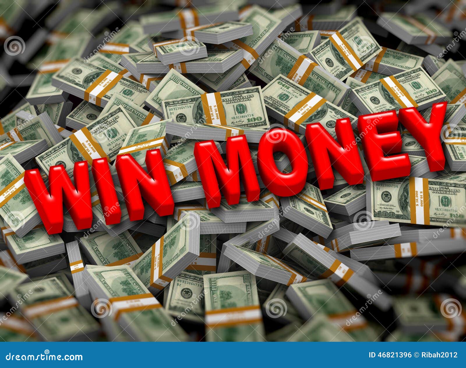 3d Win Money on Dollar Packets Background Stock Illustration ...