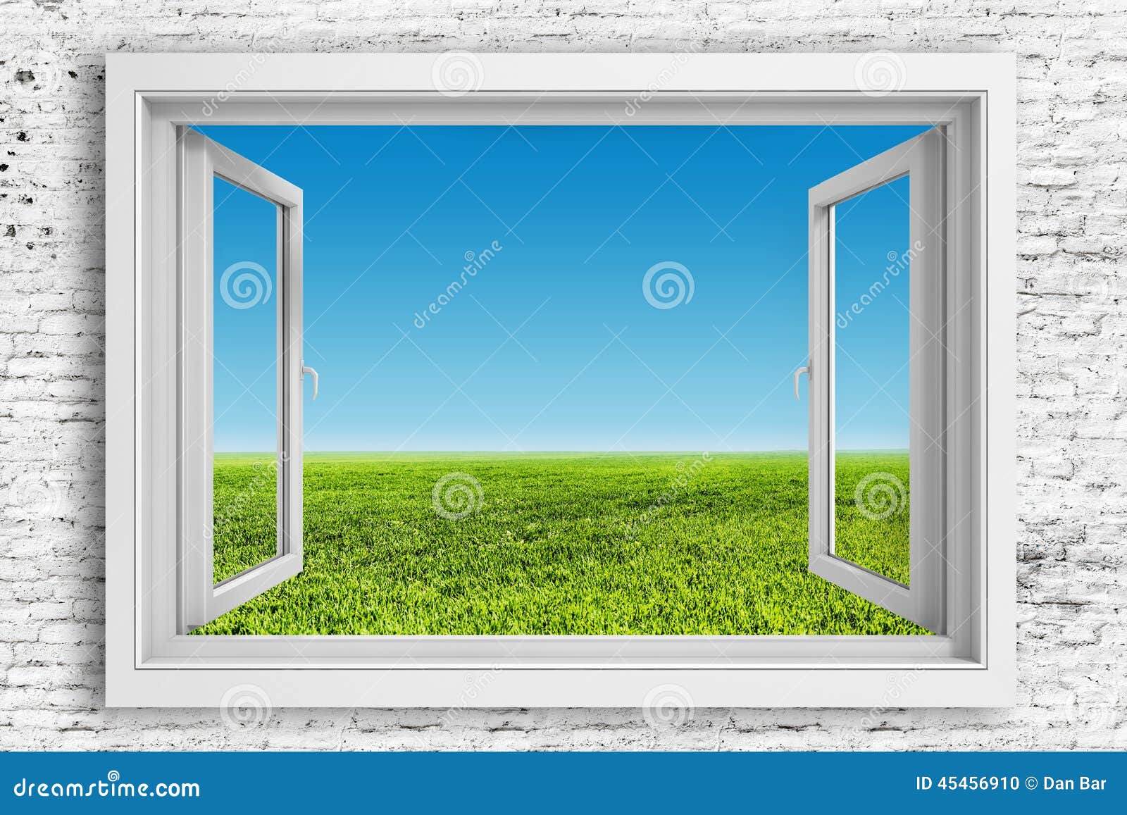3d Window Frame with Blue Sky Background Stock Illustration ...