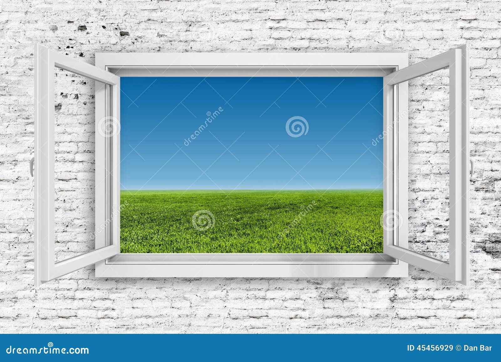 3d Window Frame with Blue Sky Background Stock Illustration ...