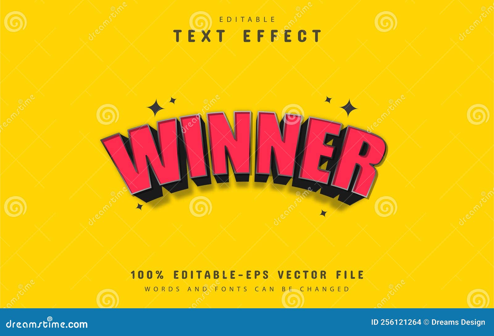 3d winner text effect stock vector. Illustration of business - 256121264