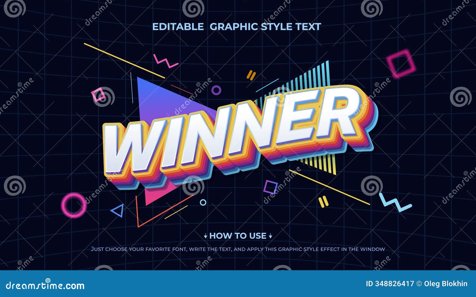 3d Winner Word on Dark Background Vector Illustration. Rainbow Retro 3d ...