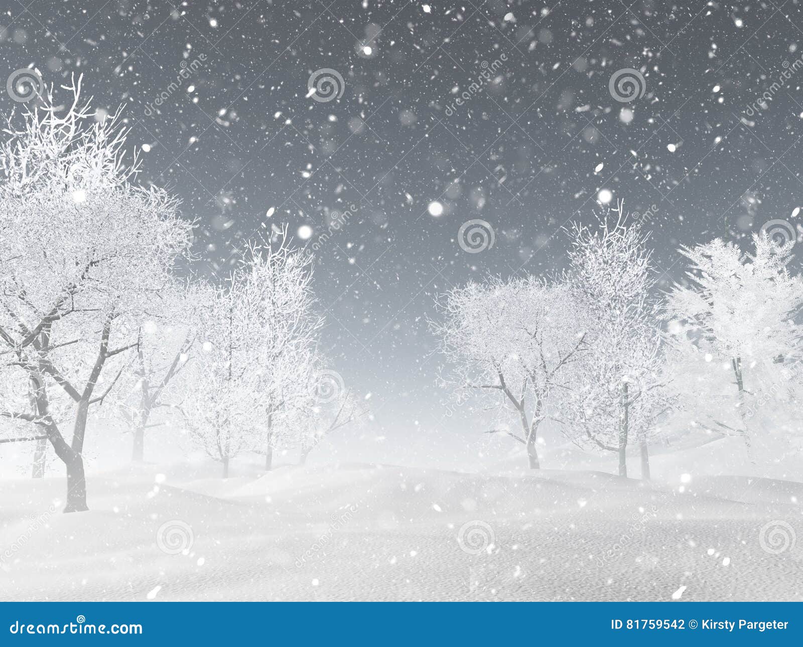 3D Winter Landscape with Snow Stock Illustration - Illustration of ...