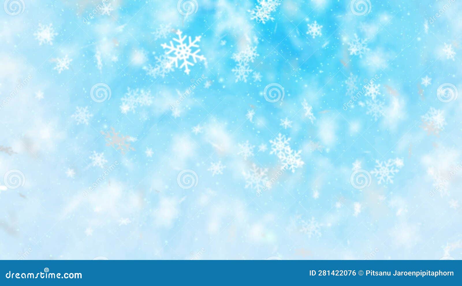 3D Winter Snow Flakes Animated Particles on Blue Gradient Background ...