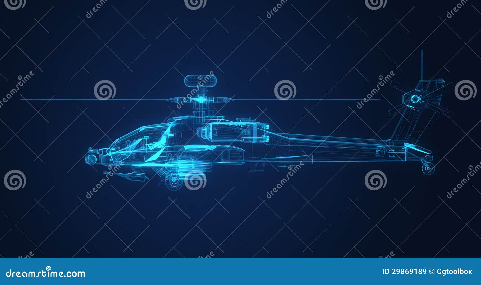 3d Wire Frame Sketch of Apache Helicopter Stock Illustration ...