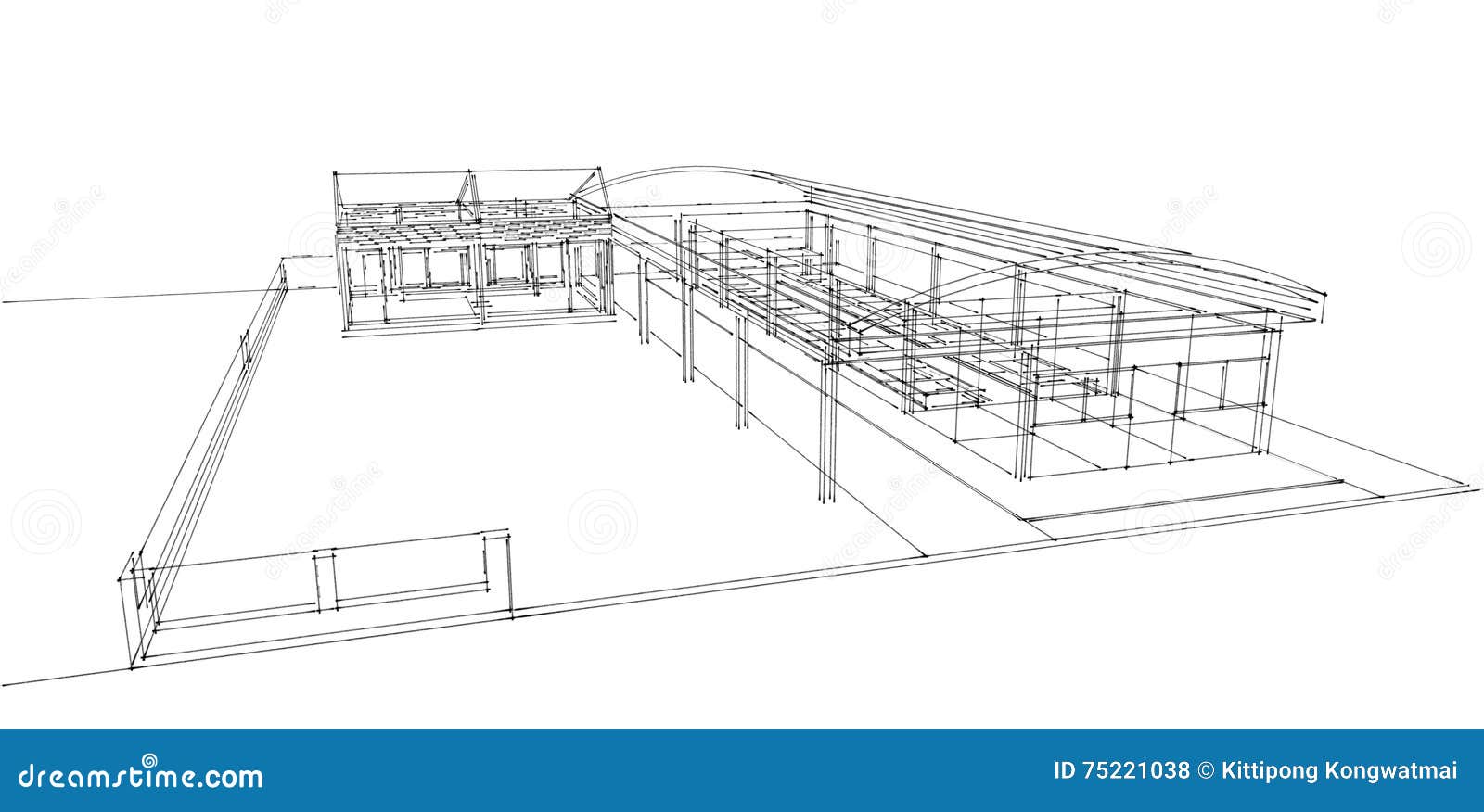 3D wireframe of building stock illustration. Illustration of document ...