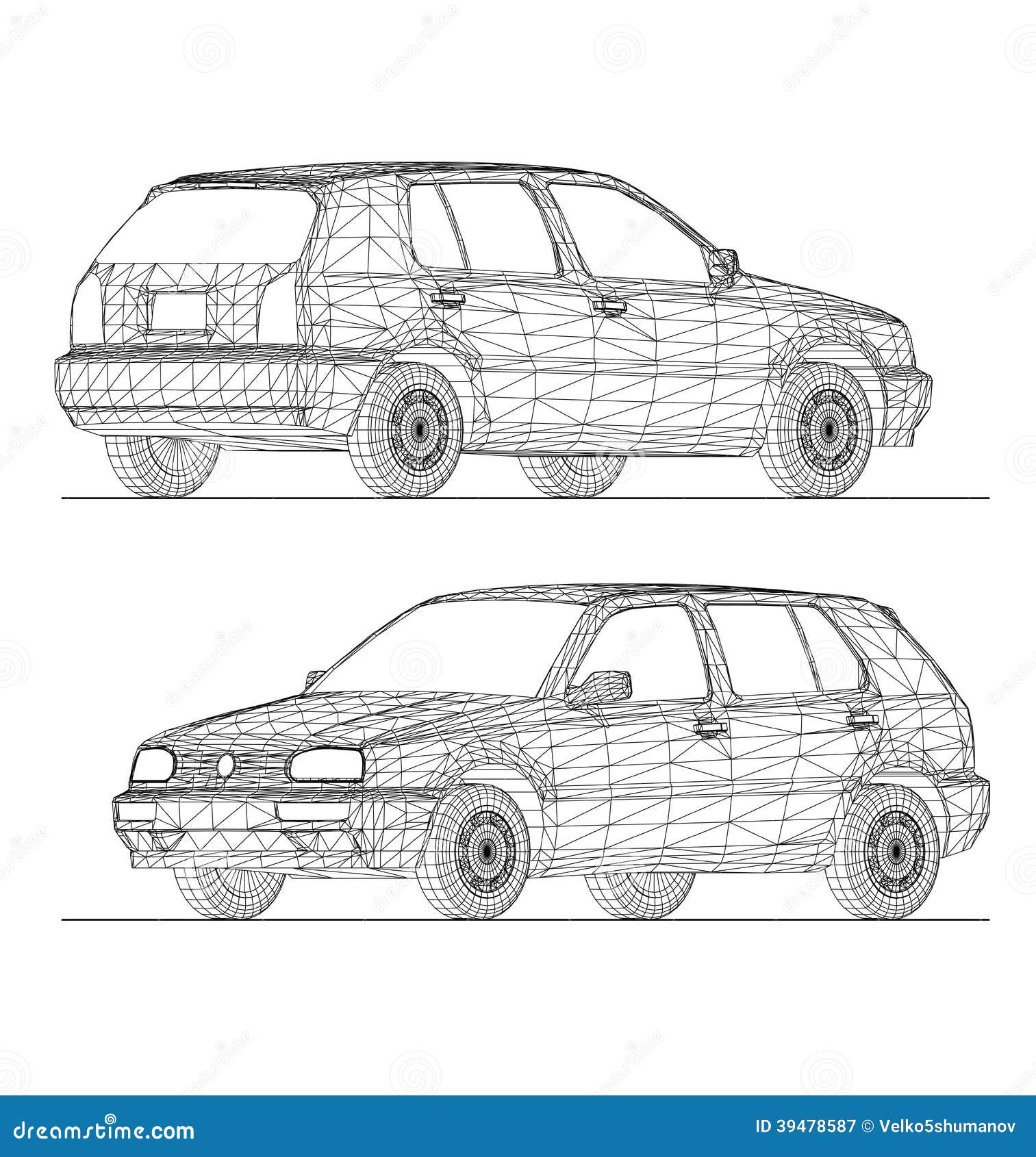 3D wireframe design of car stock illustration. Illustration of plan ...