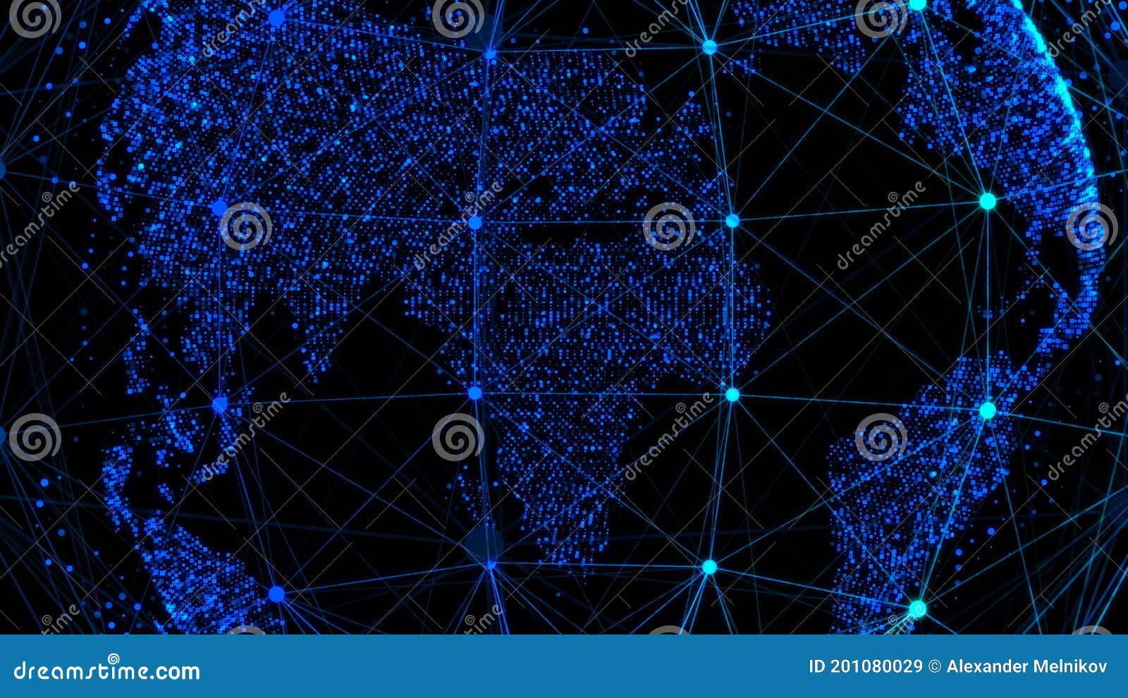 3d Wireframe Globe Made of Dots on a Black Background. Tech Background ...