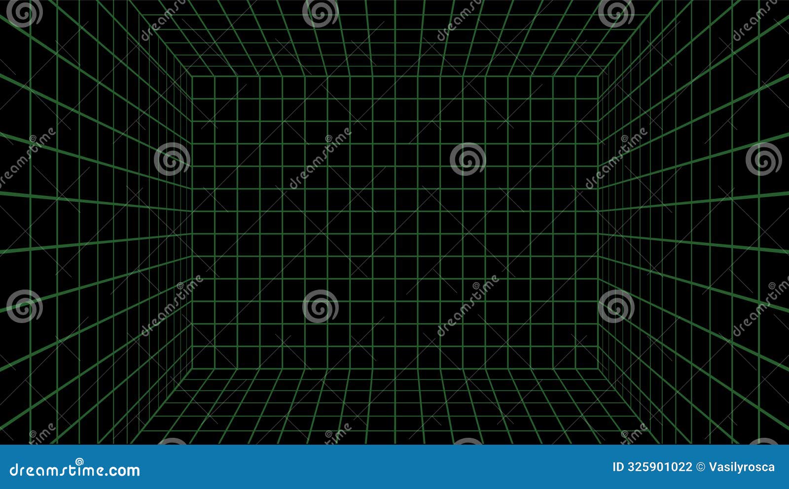 3d Wireframe Grid Room Space Background. Digital Wireframe Grid Room ...