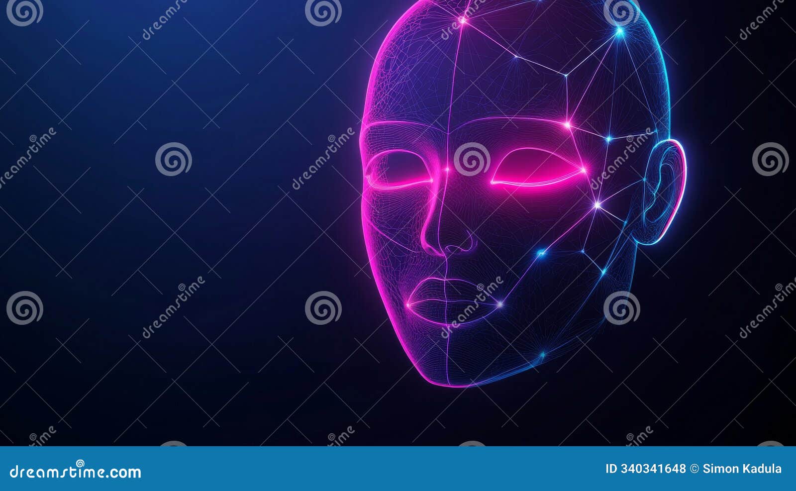 3d Wireframe of a Human Face is Being Scanned by Artificial ...