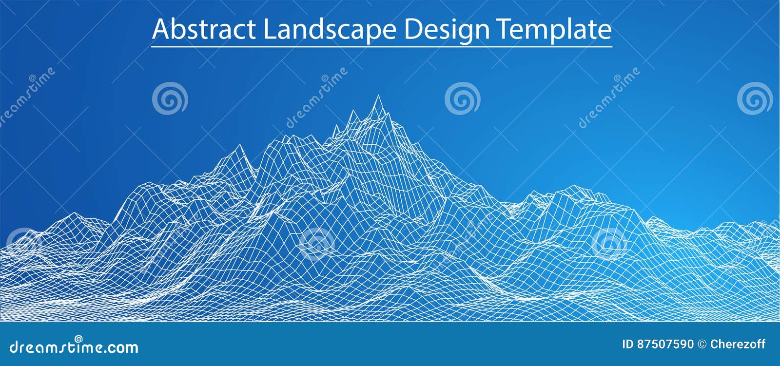 3D Wireframe Landscape. Vector Stock Vector - Illustration of line ...