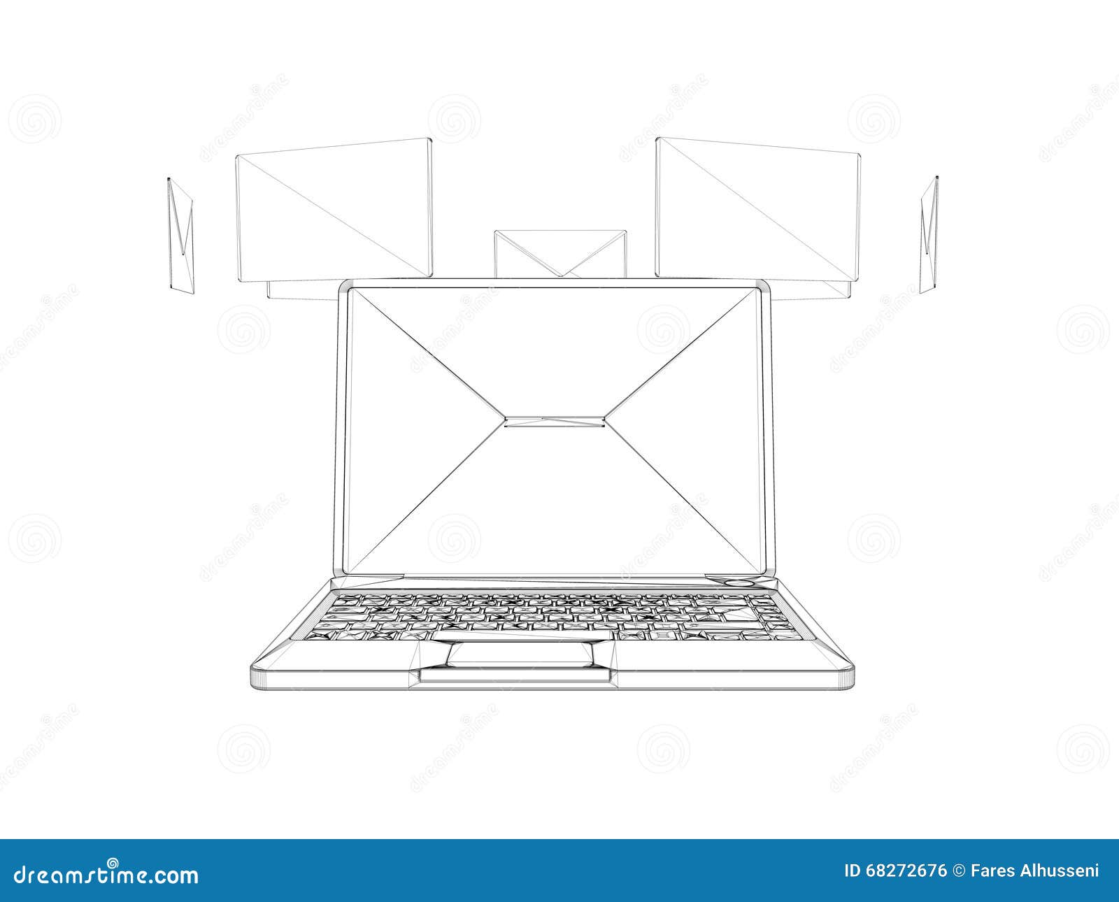 3d wireframe laptop stock illustration. Illustration of planner - 68272676