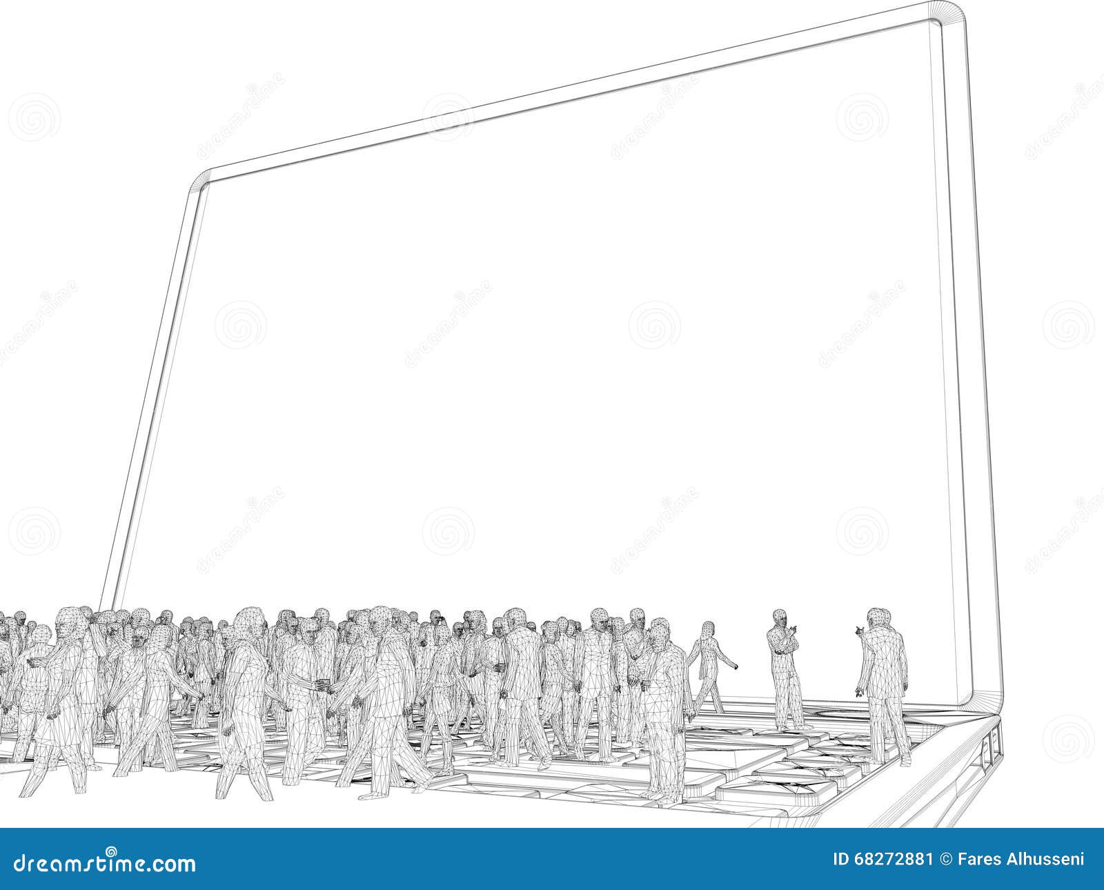 3d wireframe laptop stock illustration. Illustration of design - 68272881