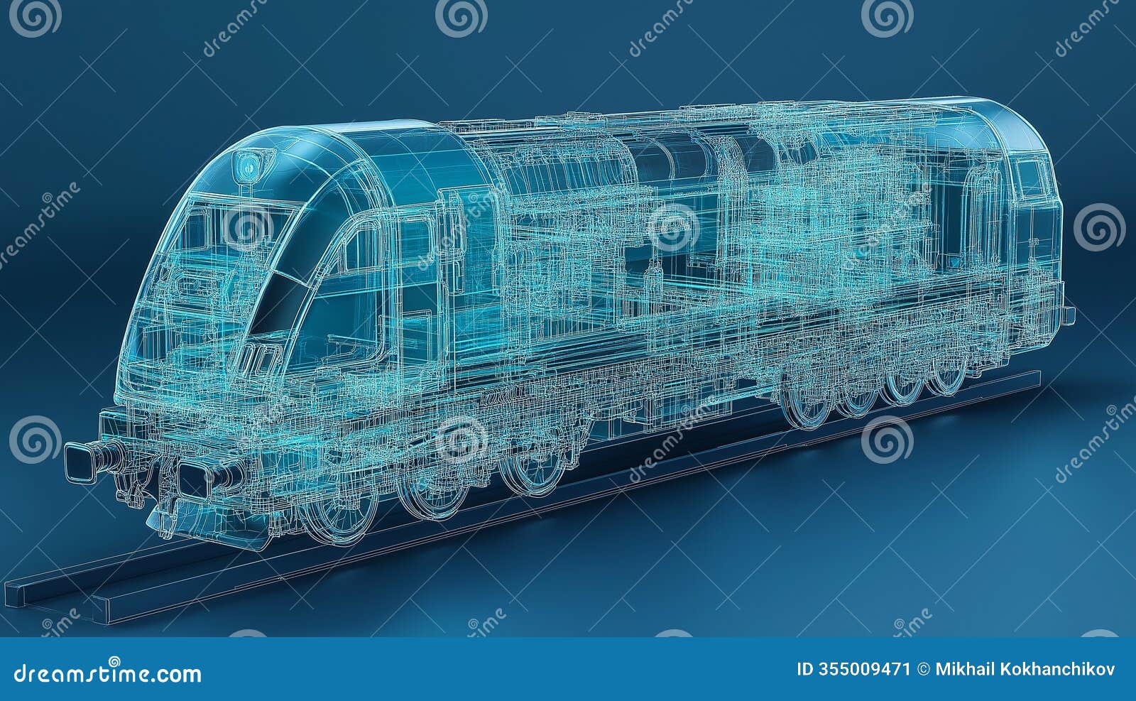 3D Wireframe Model of Locomotive Showcasing Intricate Design and ...