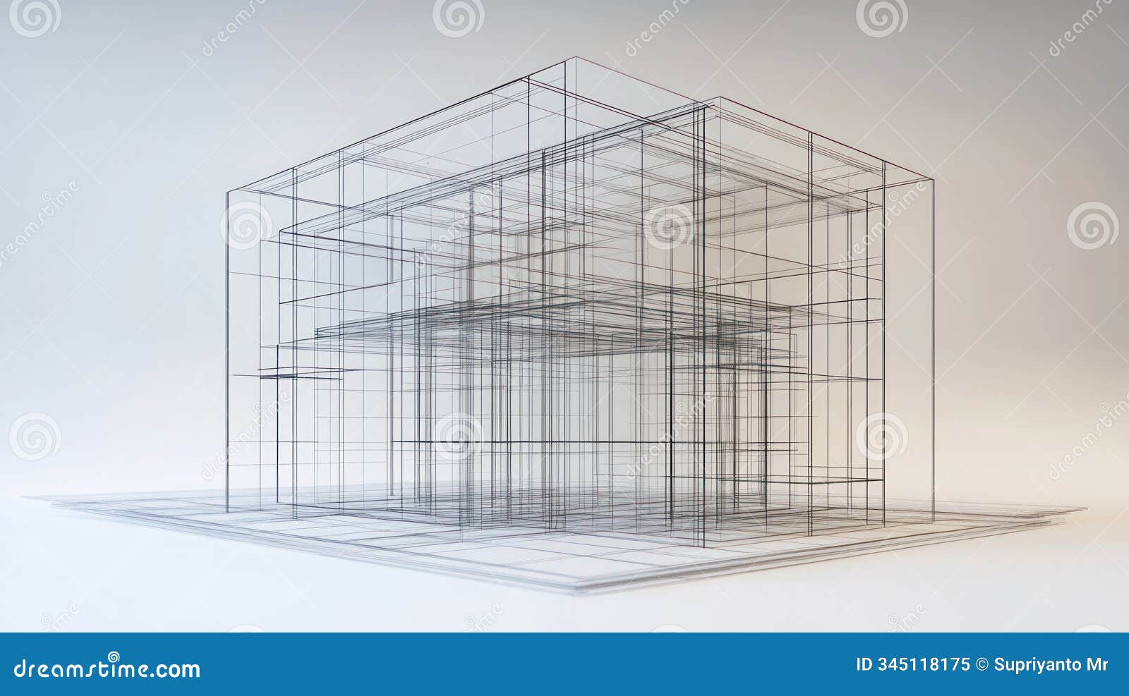 A 3D Wireframe Model Representing Architectural Design And Structure ...