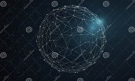 3D Wireframe Model Sphere, Composed Numerous Interconnected Lines, is ...