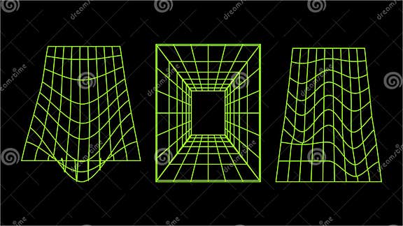 3d Wireframe Models Of Objects Network Line Stock Vector