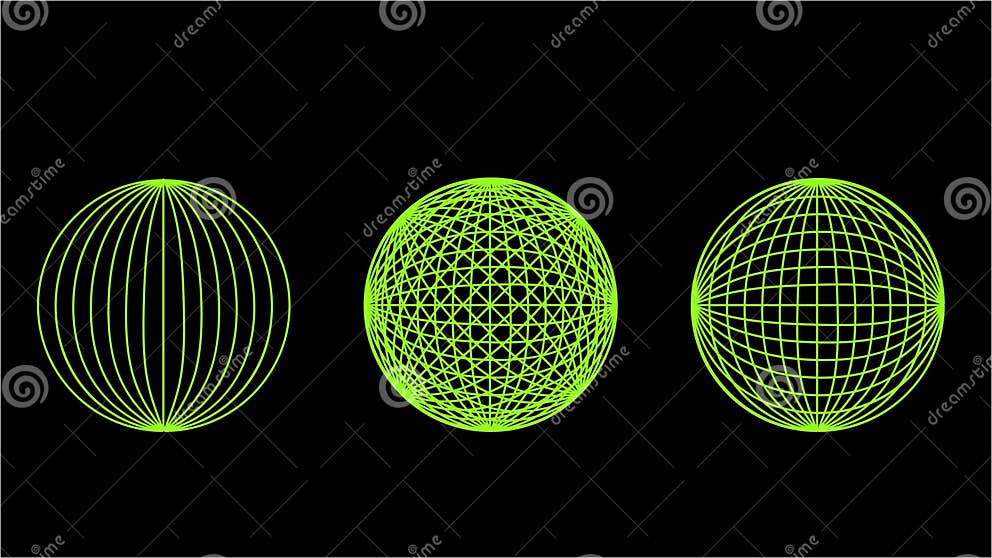 3d Wireframe Models Of Objects Network Line Stock Illustration