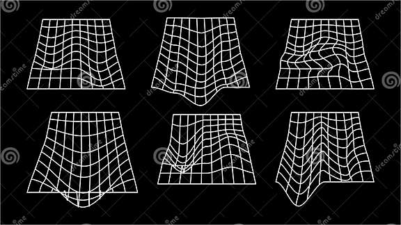 3d Wireframe Models Of Objects Network Line Stock Vector