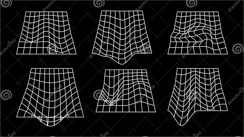 3d Wireframe Models Of Objects Network Line Stock Vector