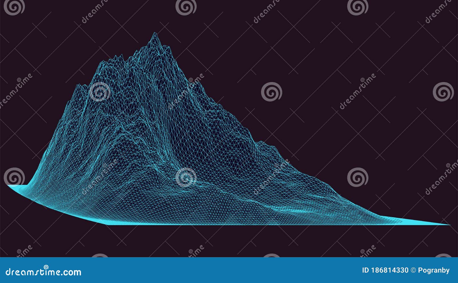 3d Wireframe Mountain. Futuristic Landscape Background. Isolated ...