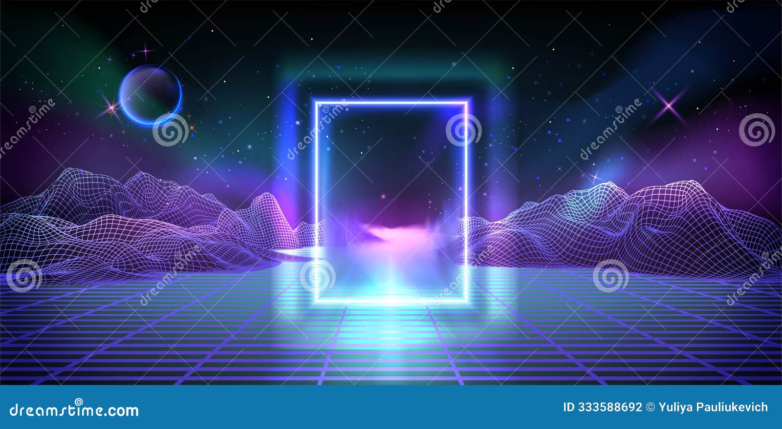 3d Wireframe Mountain Map with Tech Grid Vector Stock Illustration ...
