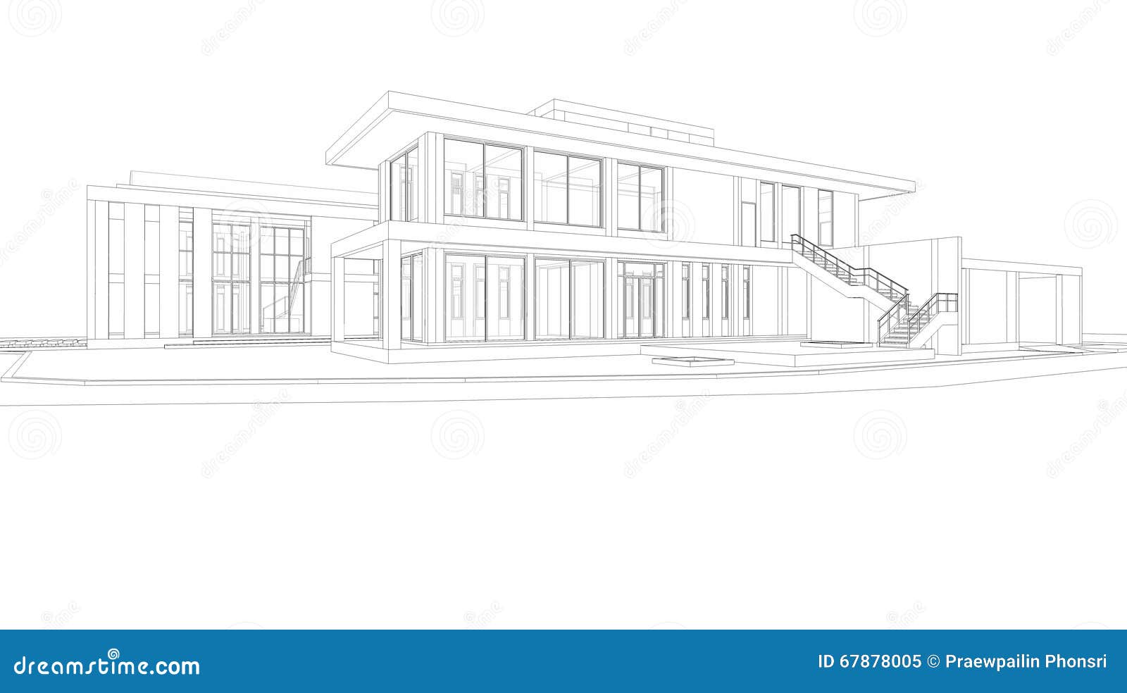3D Wireframe Perspective Render Of House. Royalty-Free Stock ...