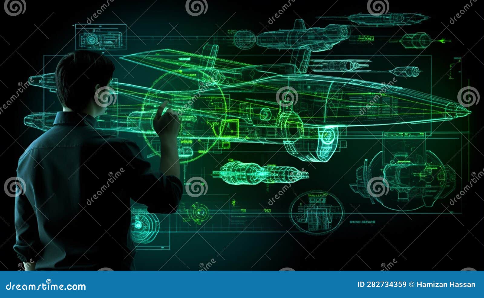 3D Wireframe Projection of a Drone, Showing Its Streamlined Design and ...