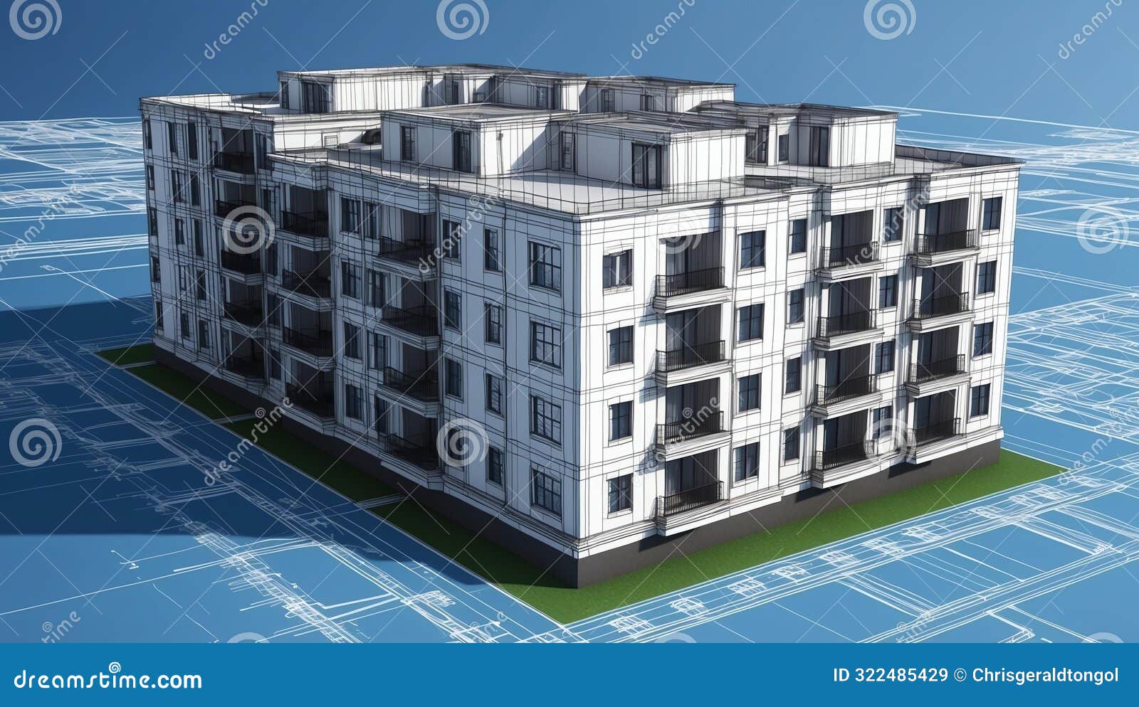 3d Wireframe Render of an Apartment Buildings Architec Ai Generated ...