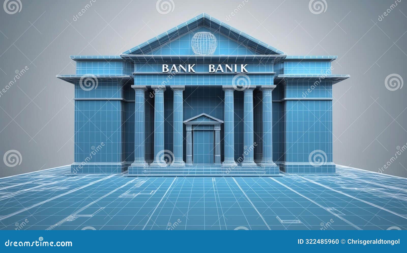 3d Wireframe Render Of A Bank Architecture Abstract Bl Ai Generated ...