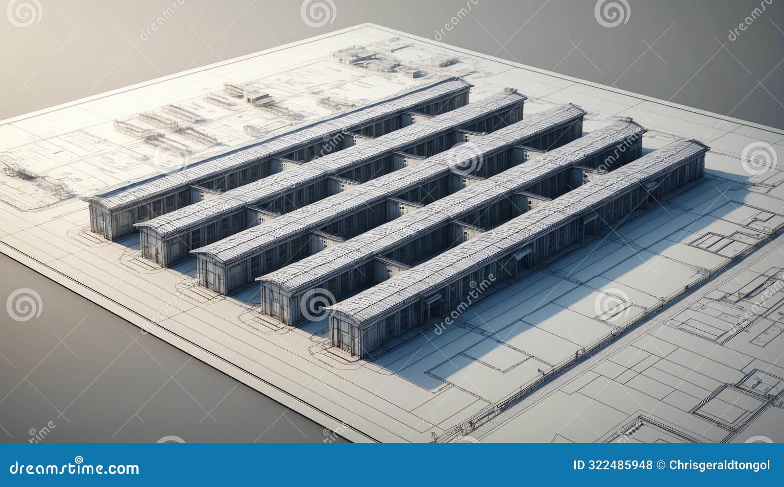 3d Wireframe Render Of A Barracks Architecture Abstrac Ai Generated ...